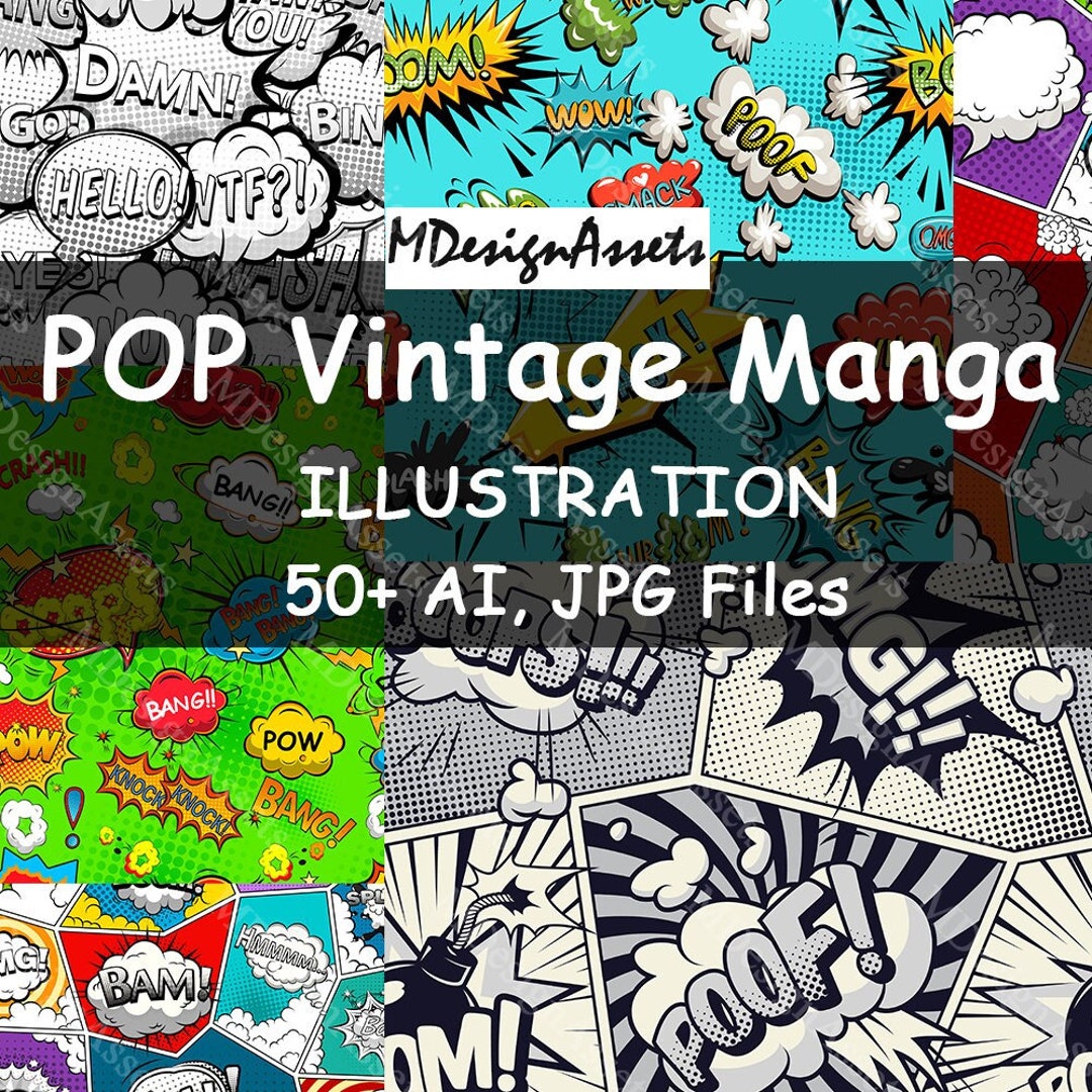 POP Style Vintage Illustration, Art Collage Assets, AI&PNG Files Free ...