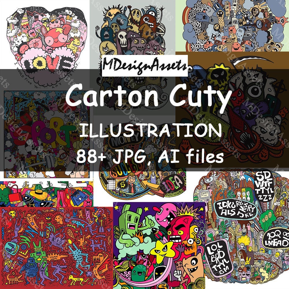 Carton Cuty Illustration, Art Collage Assets, AI&PNG Files Free ...