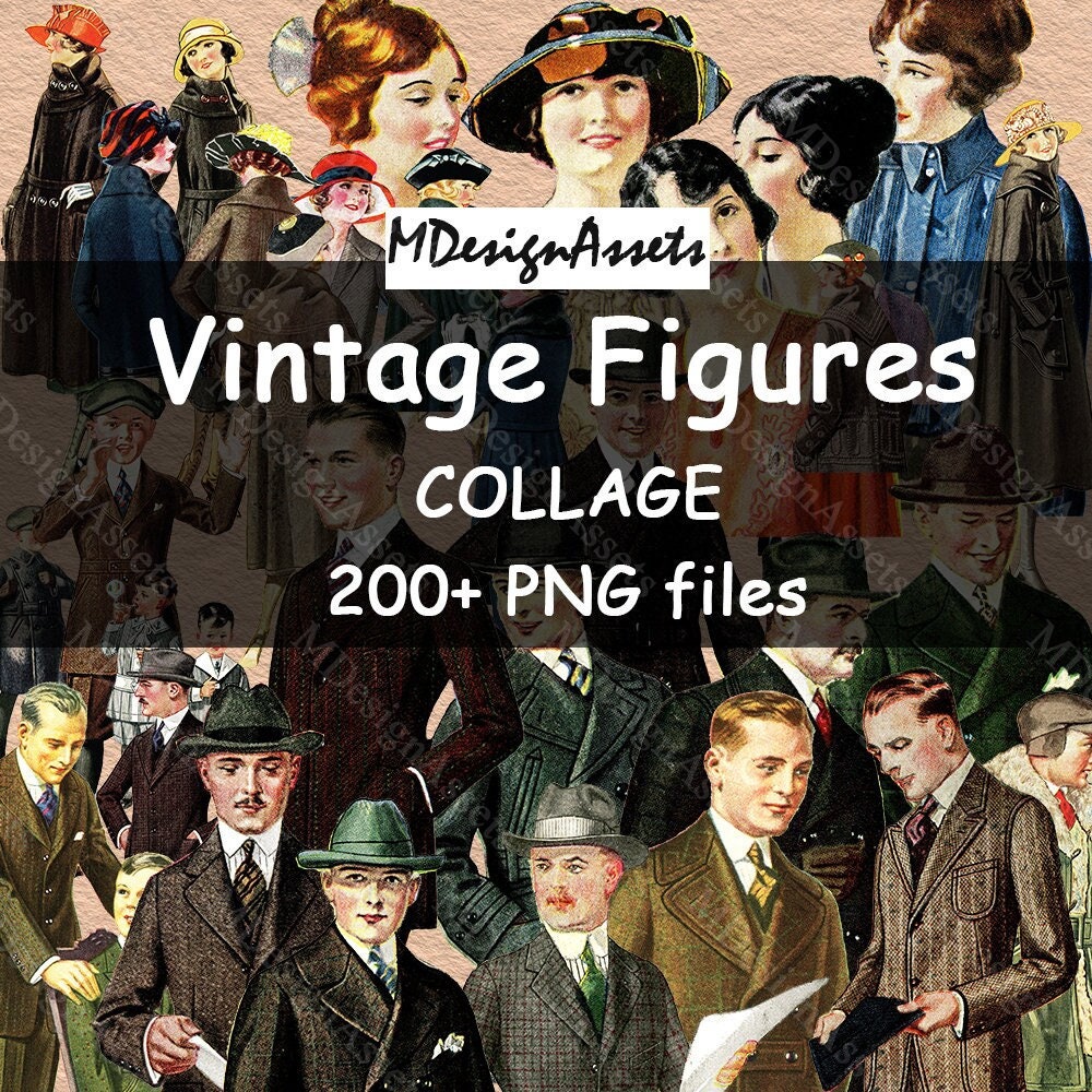 Vintage Male and Female Figures, Art Collage Assets, Digital Assets ...