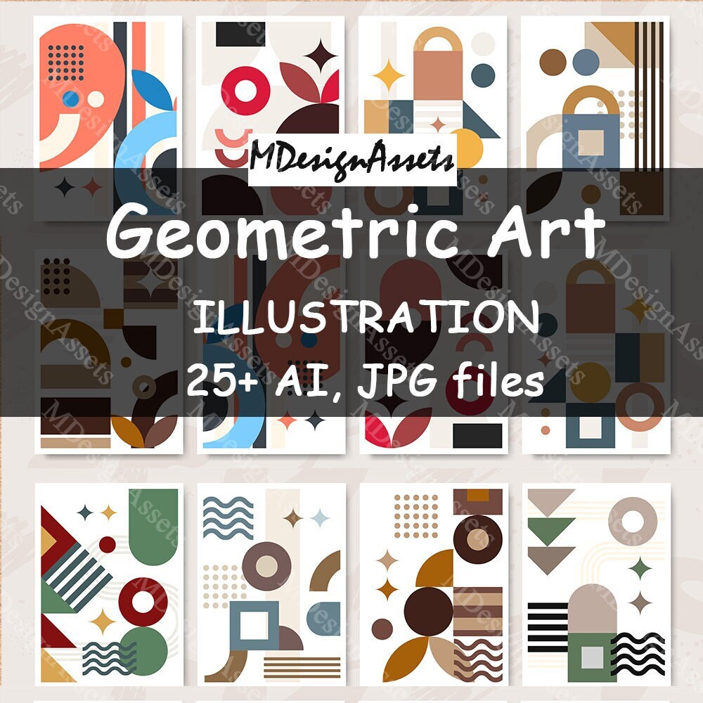 Geometric Art Illustration, Art Collage Assets, AI&PNG Files Free ...