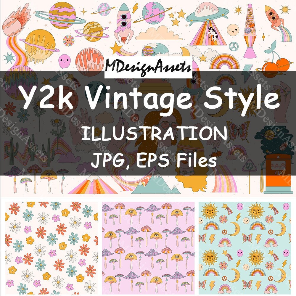 Y2k Vintage Style ILLUSTRATION, Collage, Stickers, Creative Design, Art ...