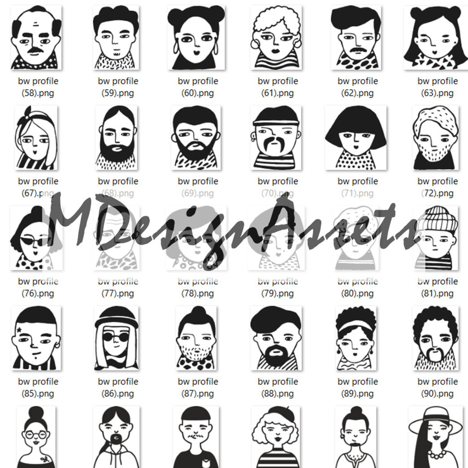 Simplism Hand Draw Profiles Illustration, Art Assets, PNG Files Free ...