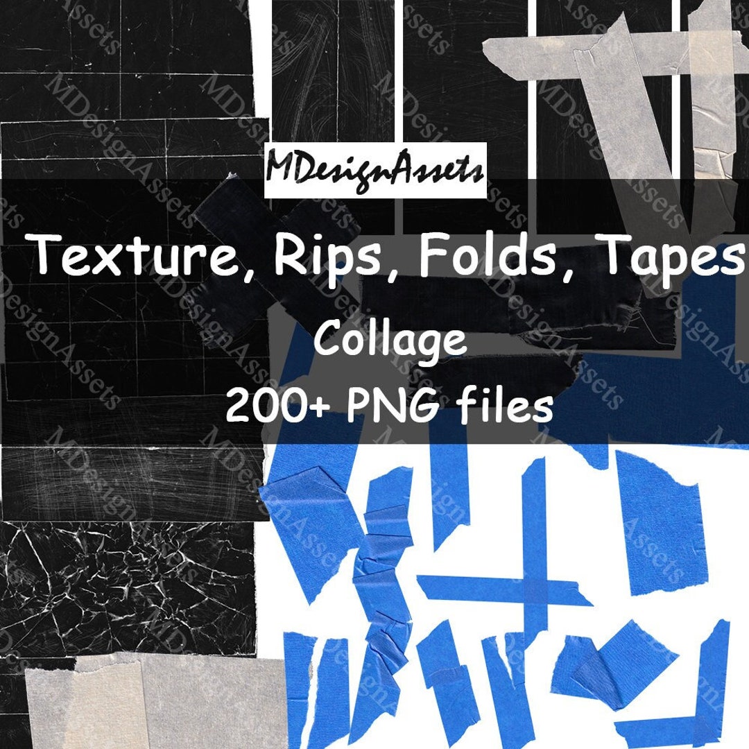 Paper Texture, Rips, Folds, and Tapes, Art Collage Assets, PNG Files ...