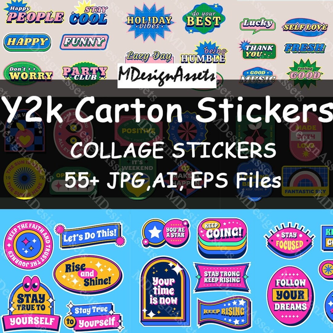 Y2k FUNNY Stickers, Carton Stickers, Art Collage Assets, Jpg,eps&ai ...