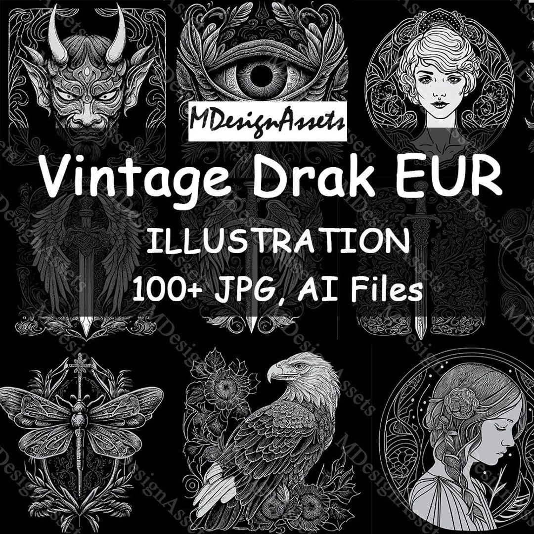 Vintage Drak European Illustration, Decoration, Creative Design, Art ...