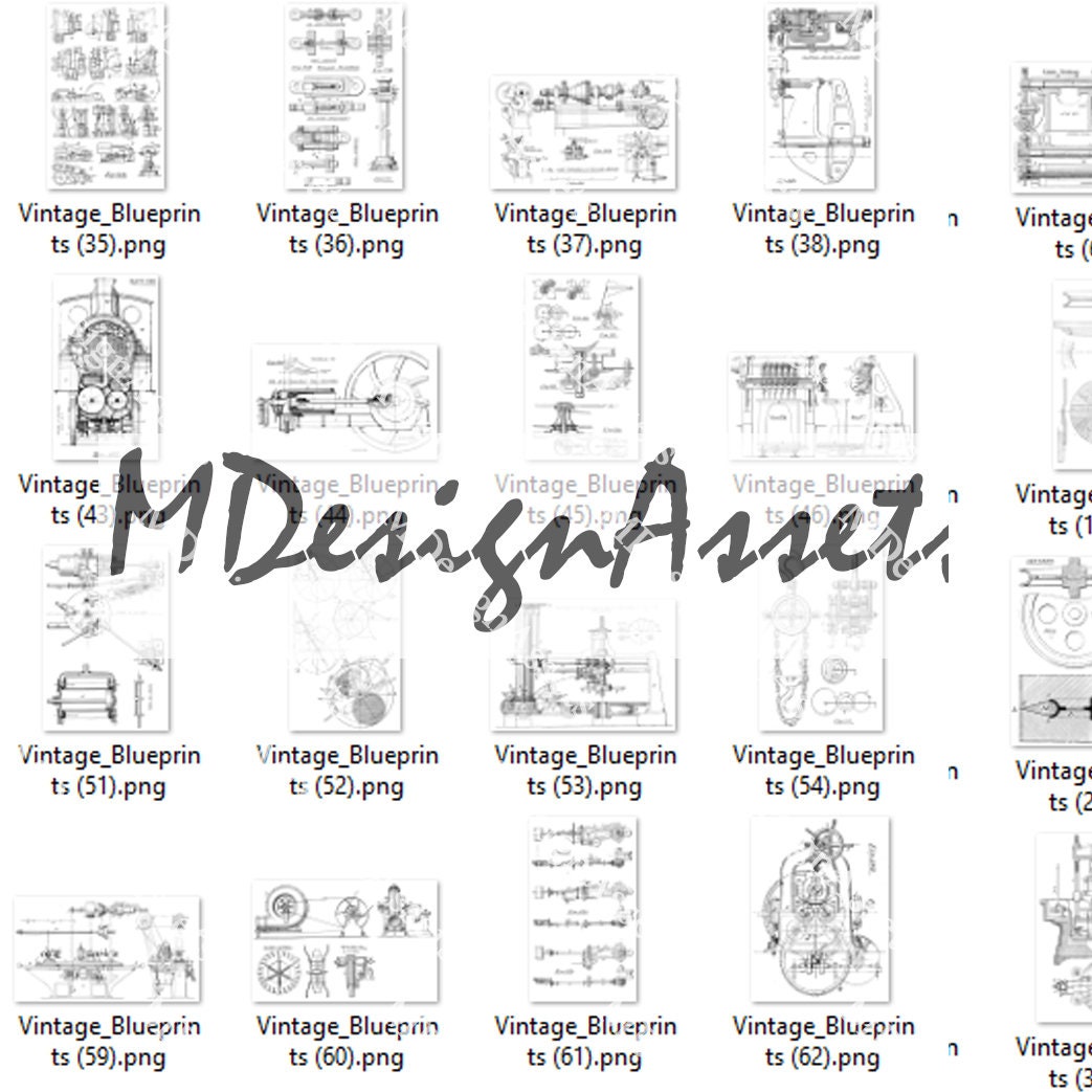 Vintage Mechanical Parts Drawings, Art Collage Assets, PNG Files Free ...