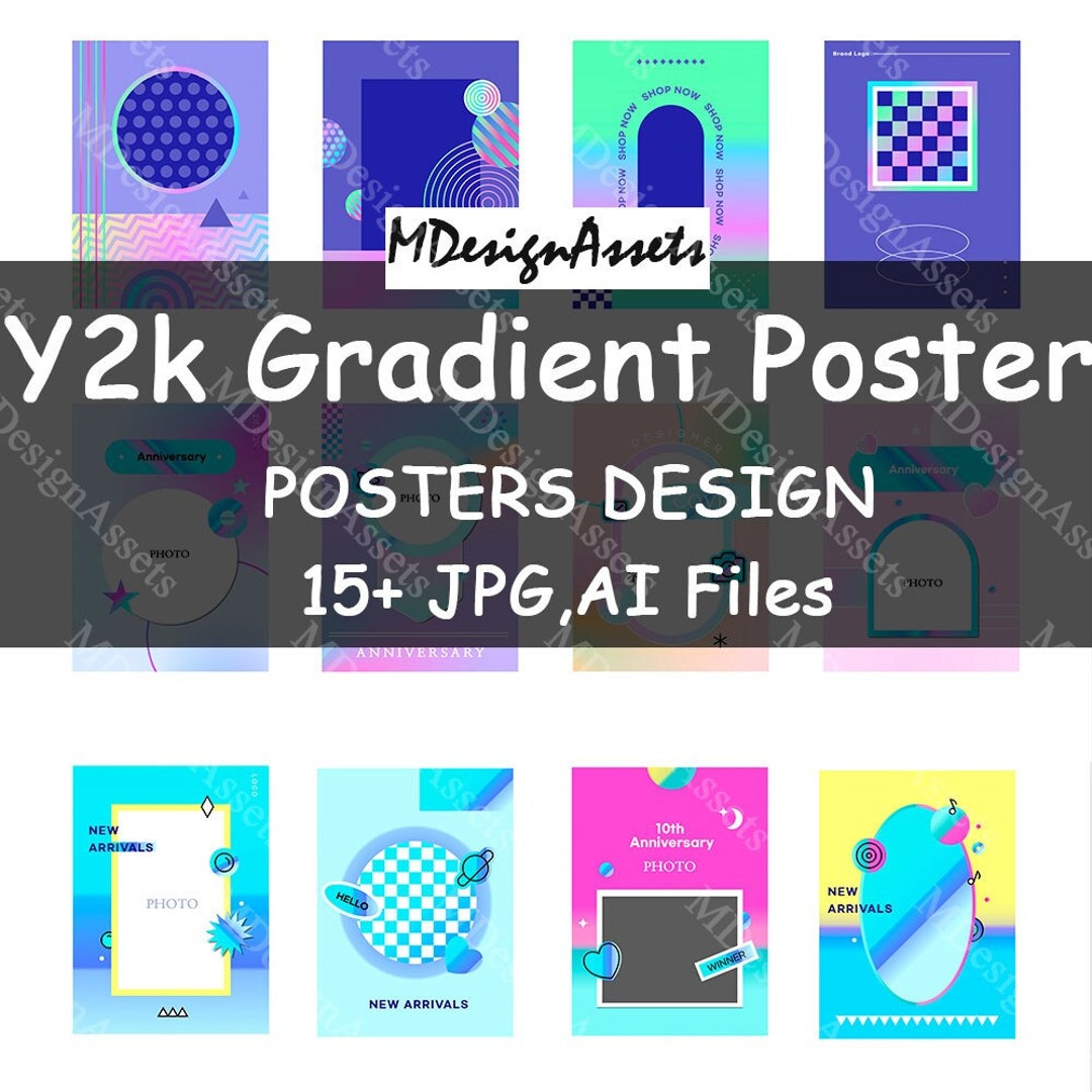 Y2k Gradient Poster, Y2k Poster Template, Art Collage Assets, Jpg&ai ...