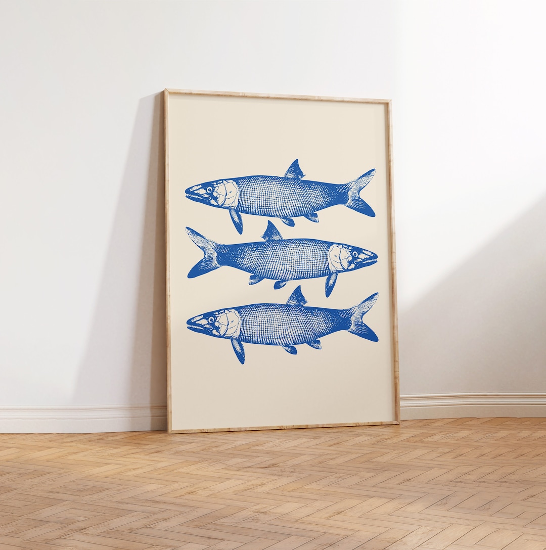 Kitchen Retro Fish Illustration Printable Wall Art, Trendy Poster Art ...