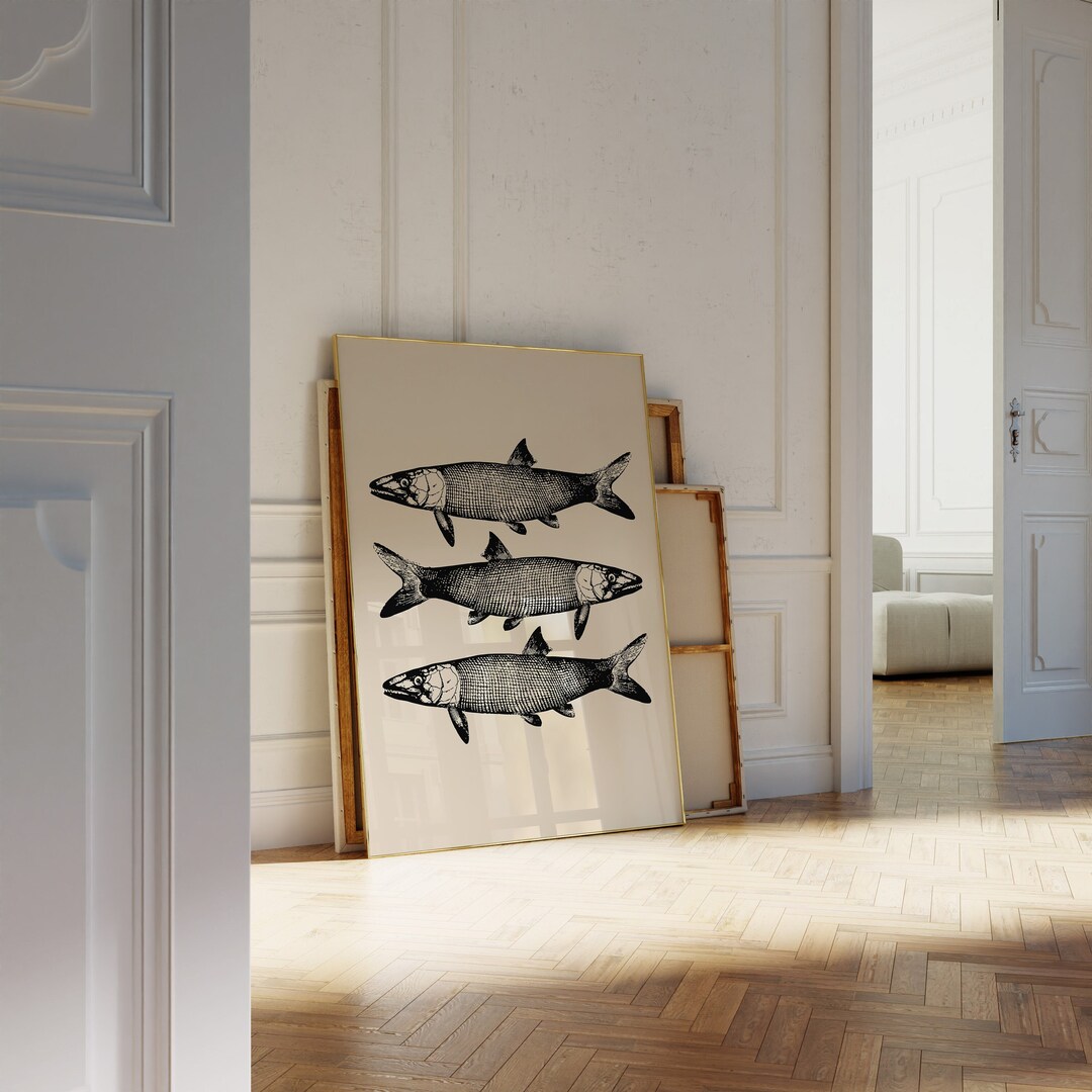 Kitchen Retro Fish Illustration Printable Wall Art, Trendy Poster Art ...