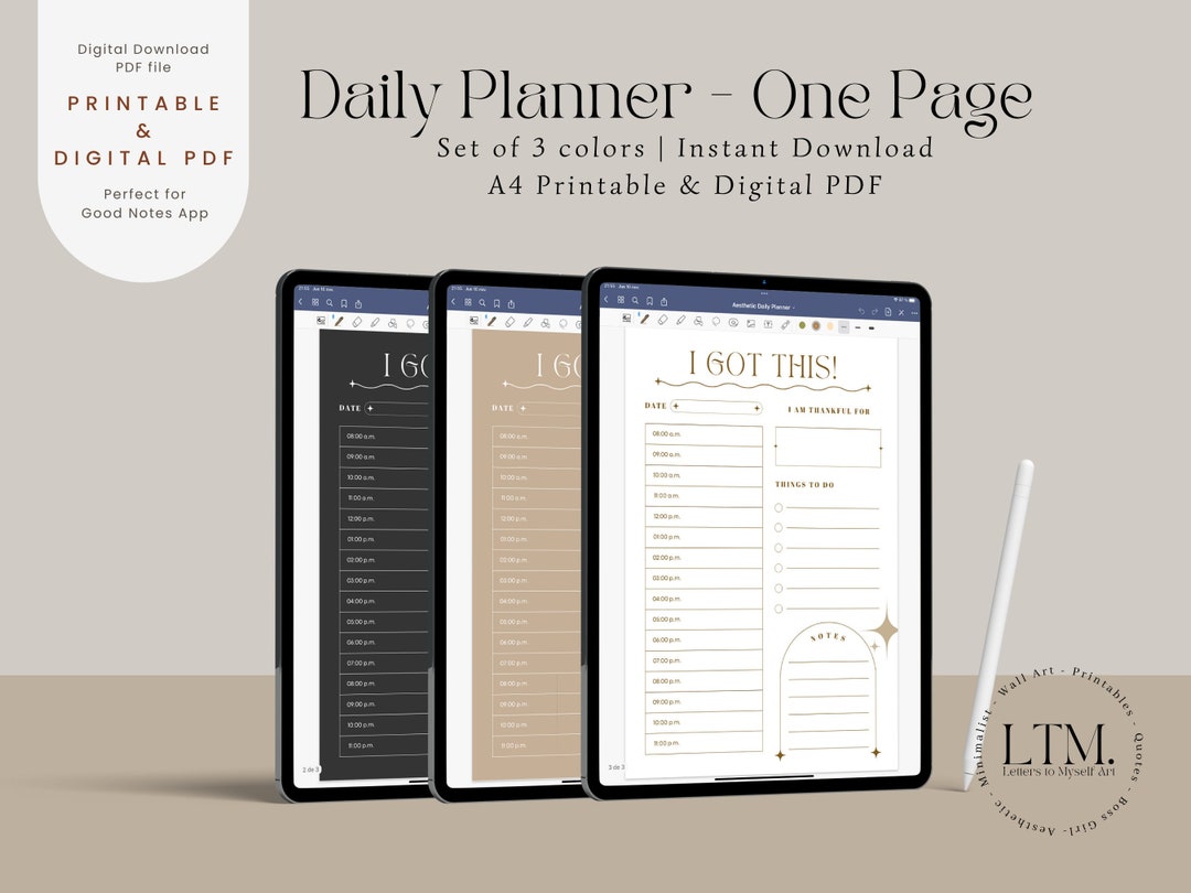 Digital Planner Daily Planner Good Notes One Page - Etsy
