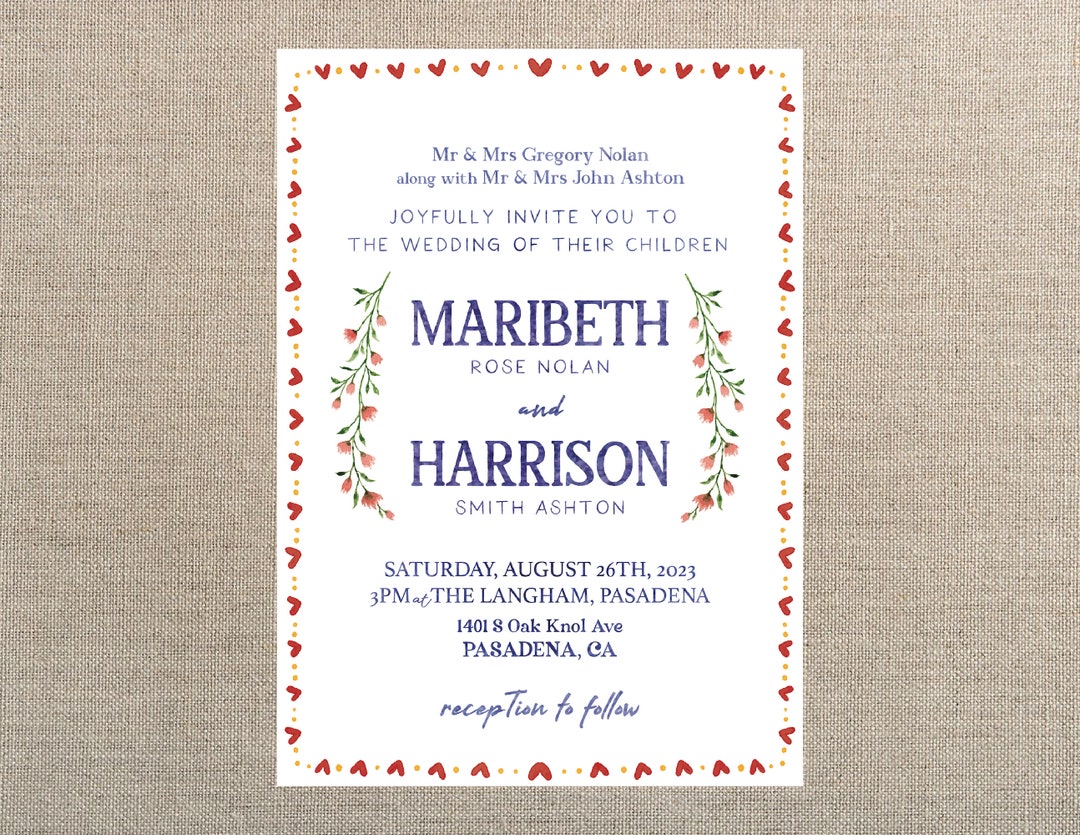 Boho Cottagecore Watercolor Wedding Invitation - Perfect for Bridal ...