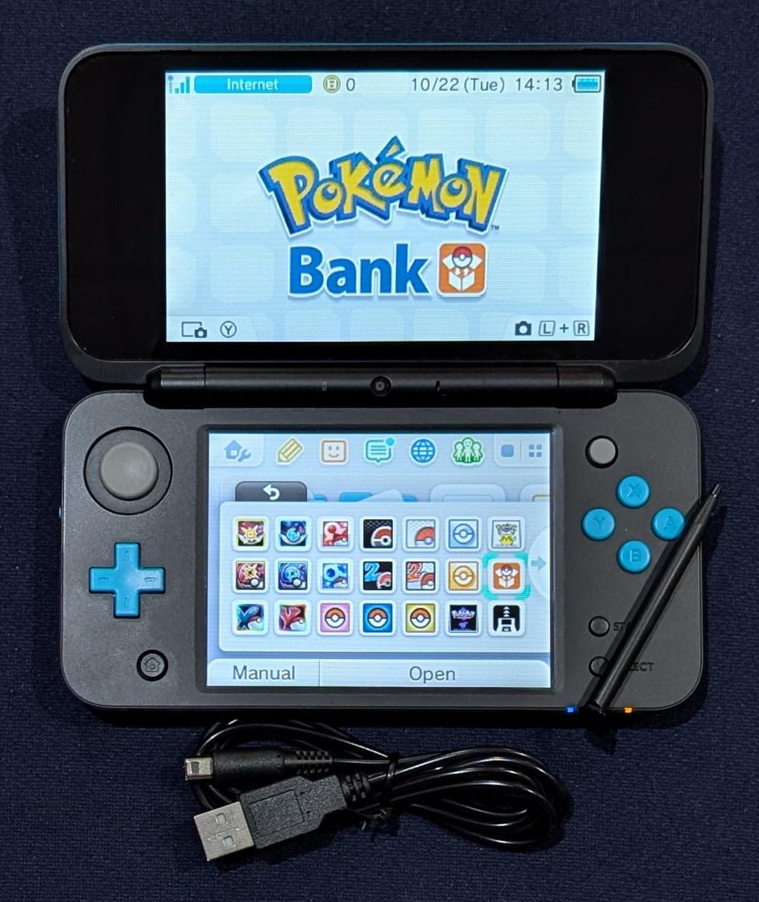 Custom Blue/black Nintendo new 2DS XL Console With 128GB Microsd, USB ...