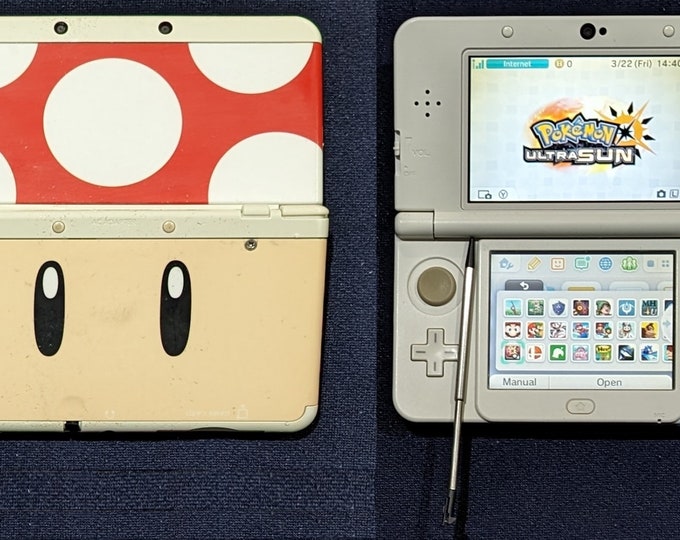 Custom Nintendo new 3DS With Mushroom Faceplates, 64 GB Microsd ...