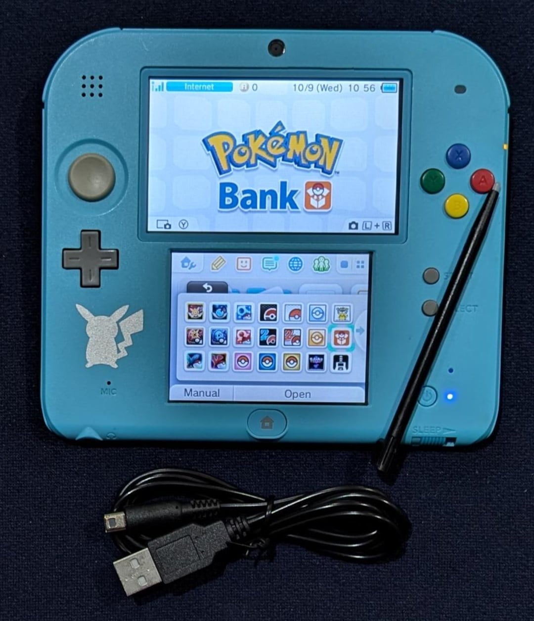 Custom Original 2DS Pokemon Sun/moon Edition With 64GB SD, USB Charger ...