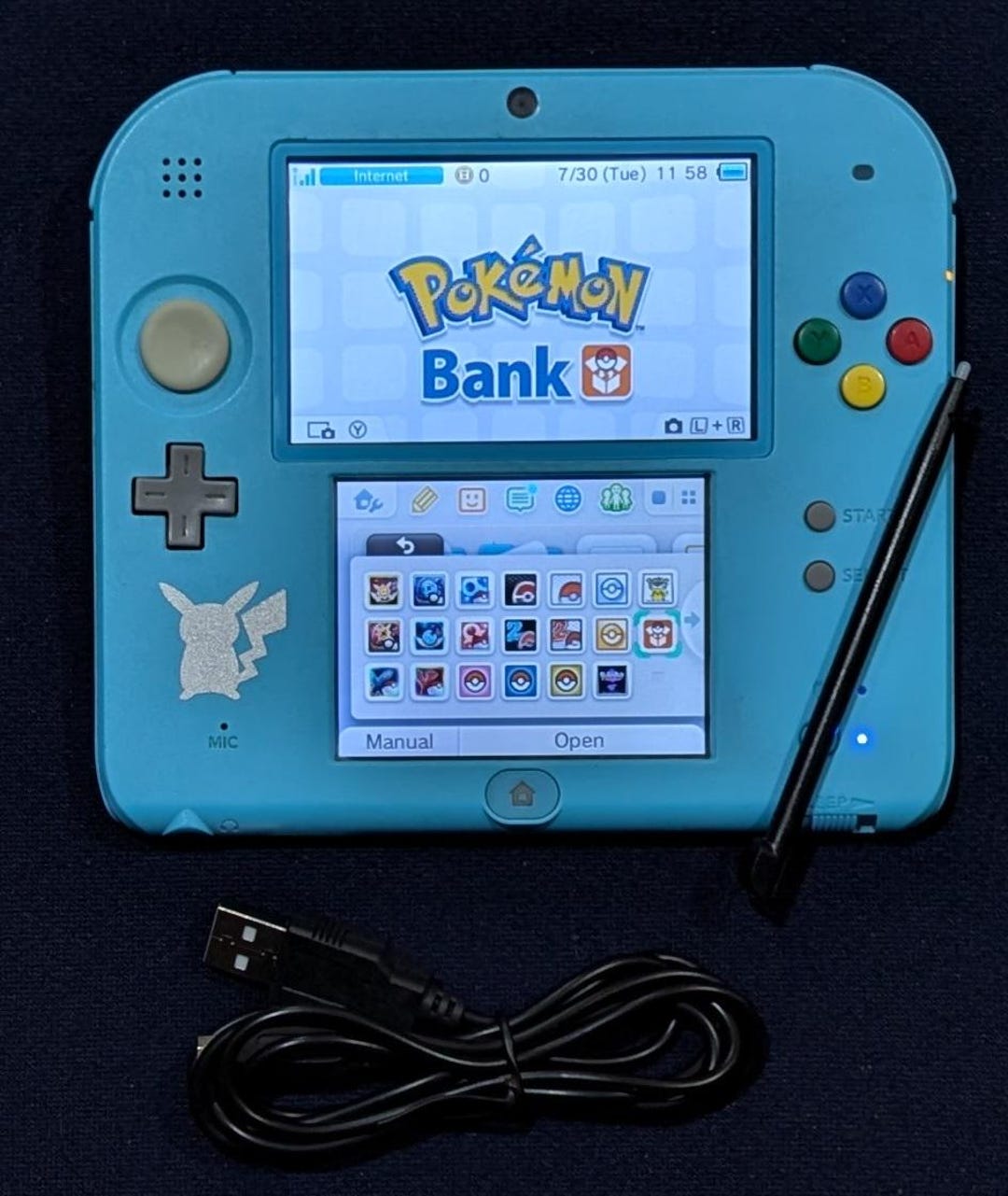 Custom Original 2DS Pokemon Sun/moon Edition With 64GB SD, USB Charger ...