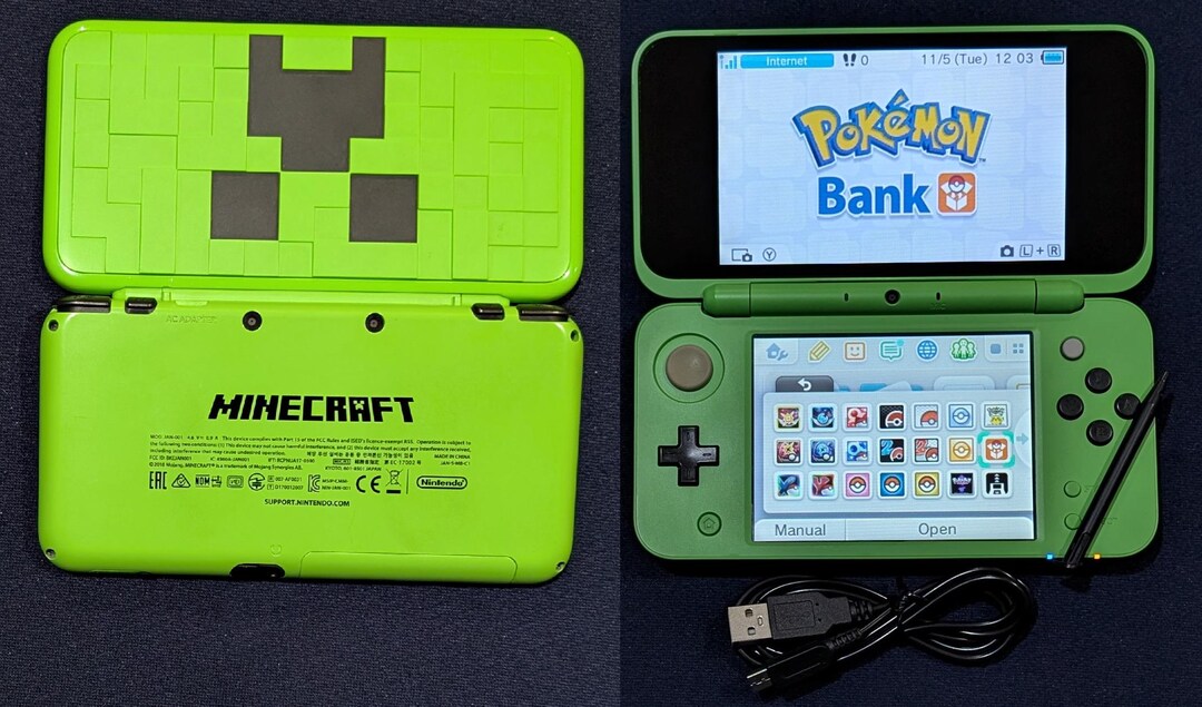 Custom Minecraft Nintendo new 2DS XL Console With 128 GB Microsd, USB ...