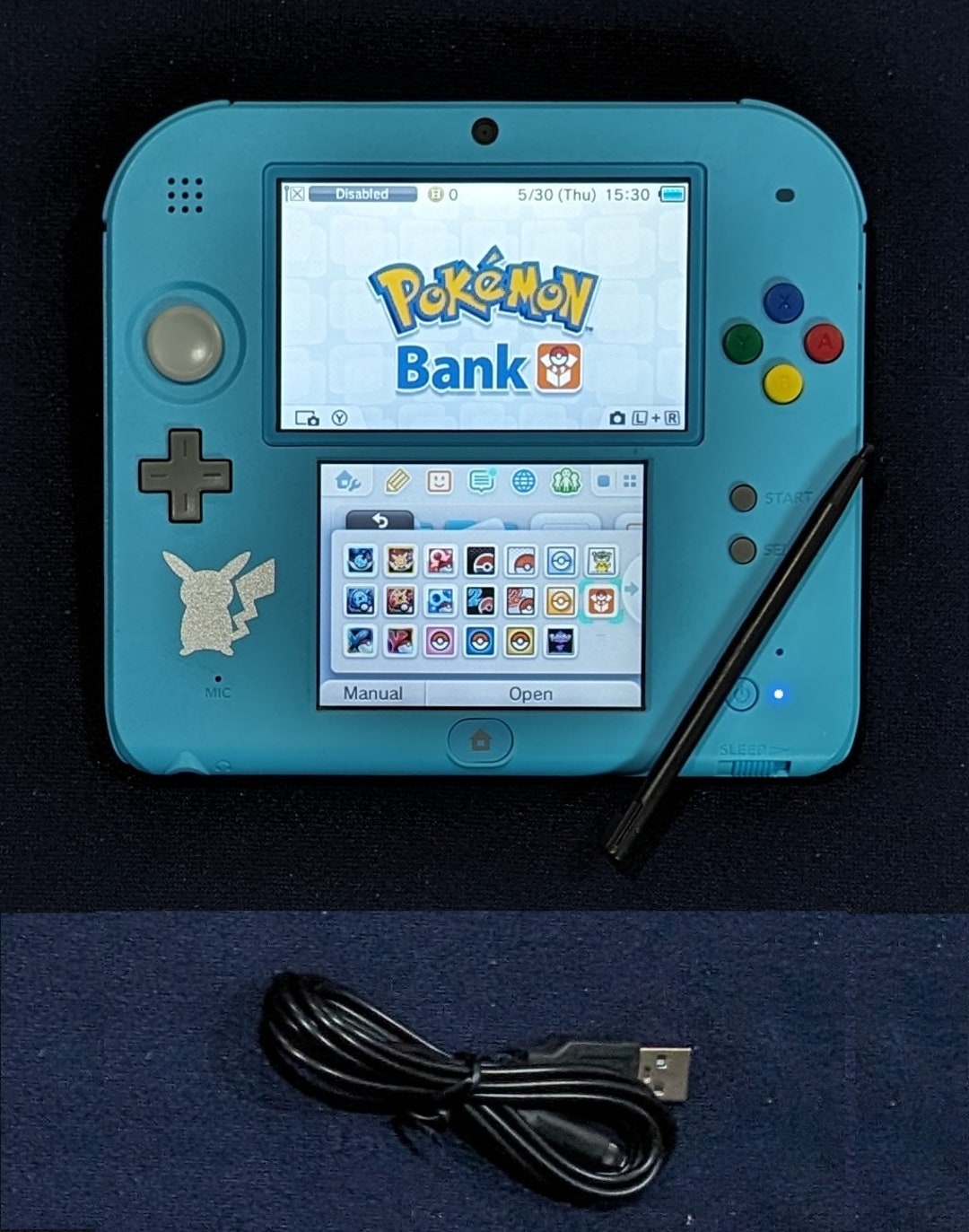 Custom Original 2DS Pokemon Sun/moon Edition With 64GB SD, USB Charger ...