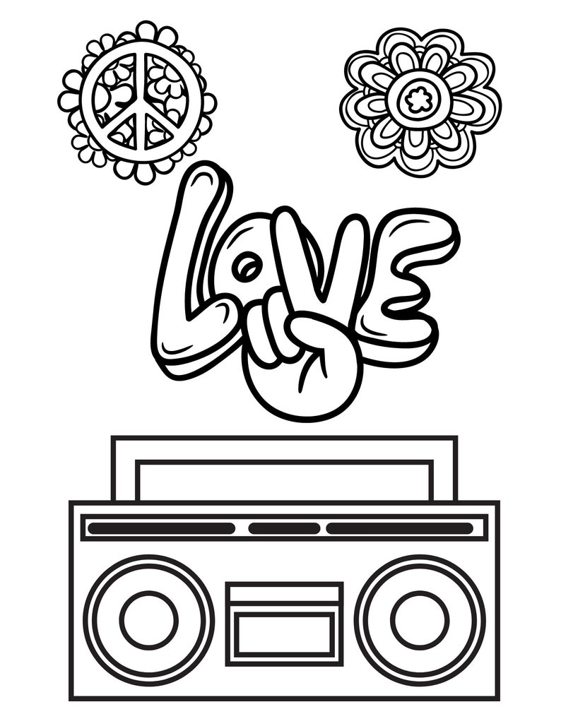 Digital Download Groovy Coloring Sheet - Etsy