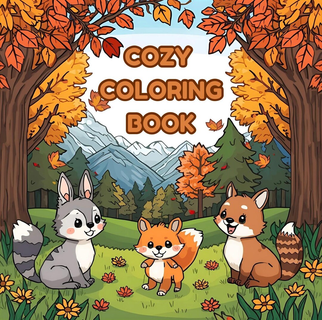 Cozy Autumn Animal Coloring Book - Etsy