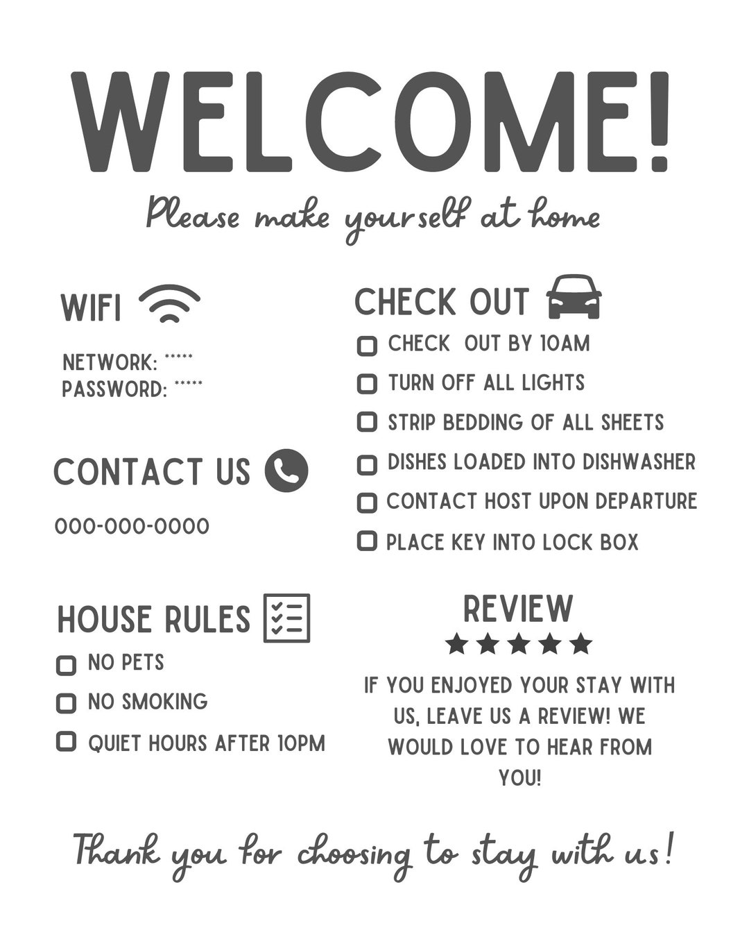 Rental Information Poster - Etsy