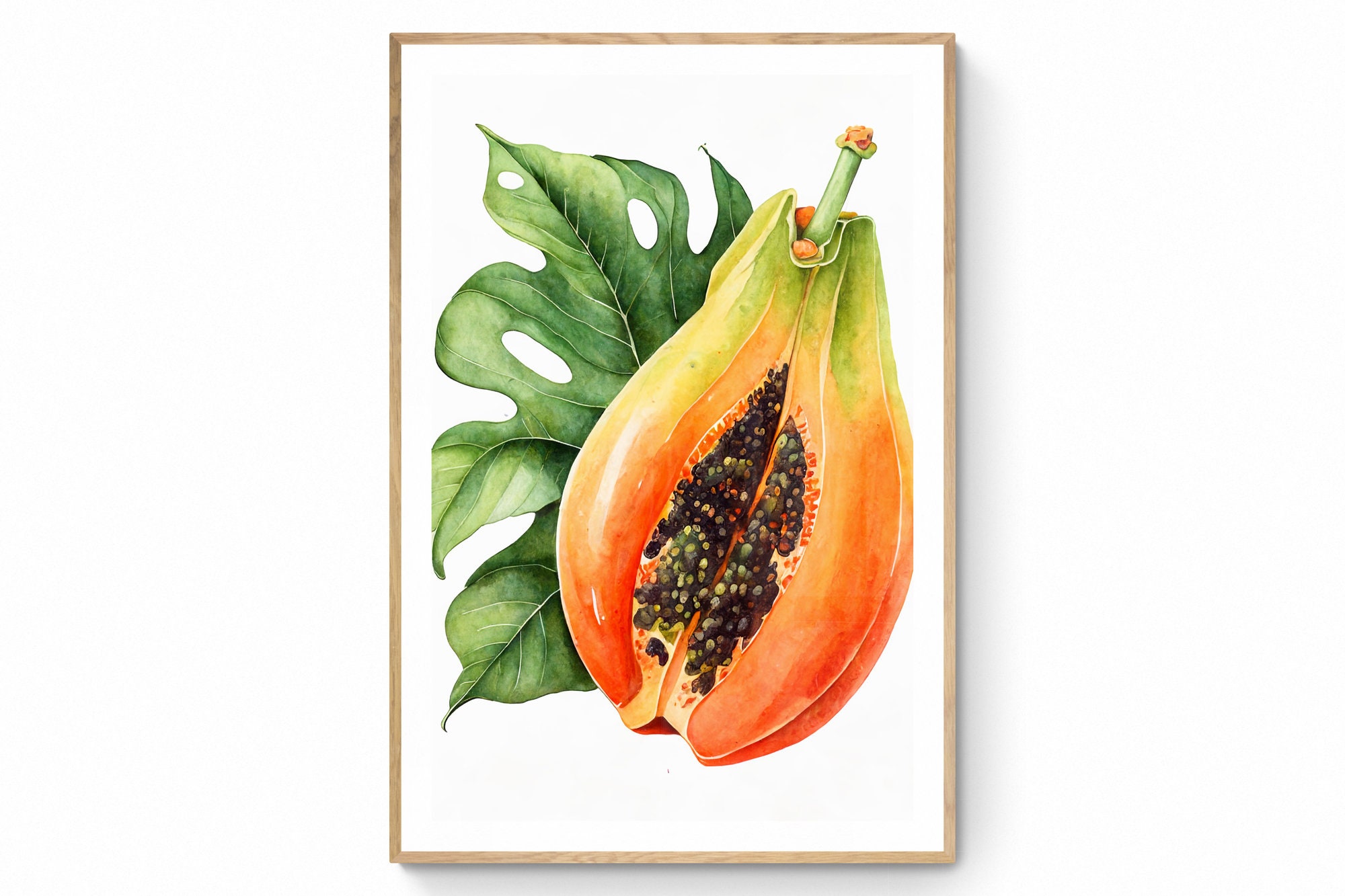 Papaya Fruit Wall Art, Fruit Printable Art, Papaya Print, Fruit Market ...