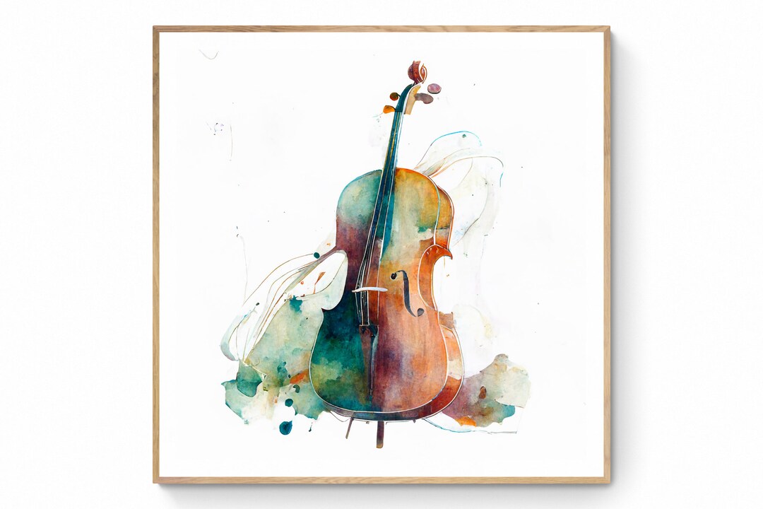 Cello Wall Art, Instrument Wall Art, Watercolor Wall Art, Cello Lovers ...