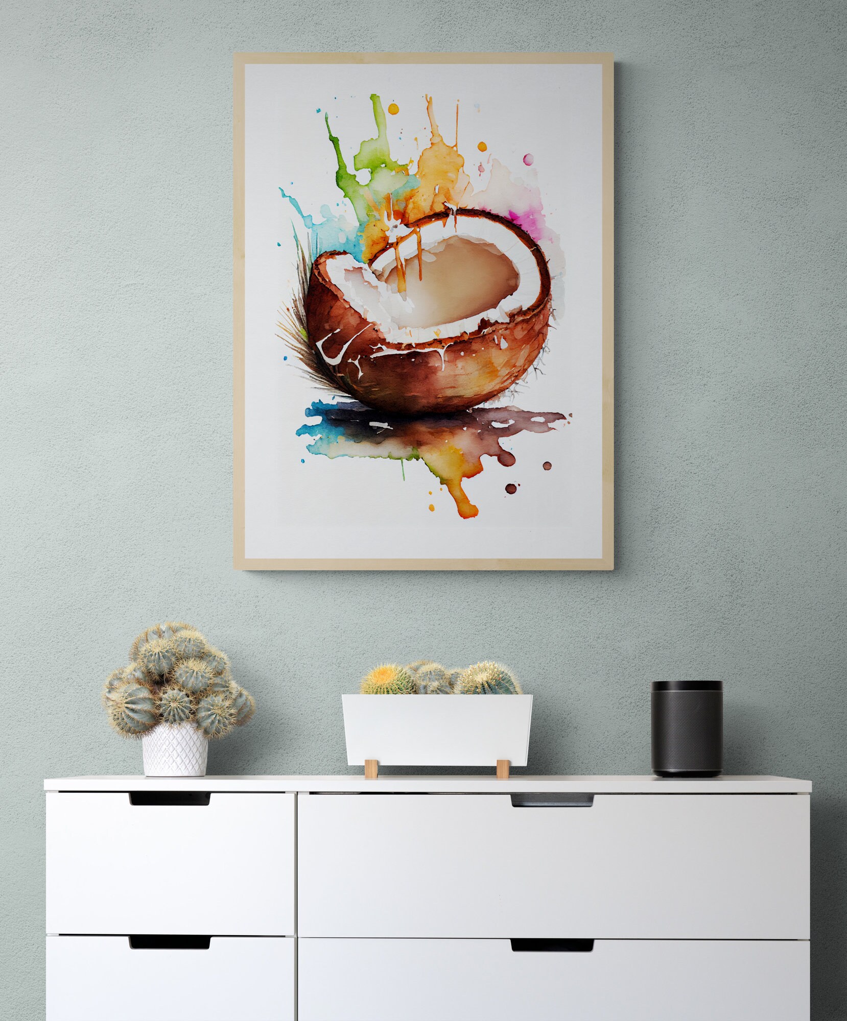 Coconut Fruit Wall Art, Fruit Printable Art, Coconut Print, Fruit ...