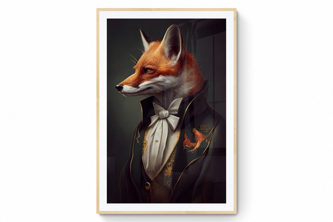 Fox Wall Art, Fox Wall Décor, Cool Fox Printable Art, Fox Illustration ...