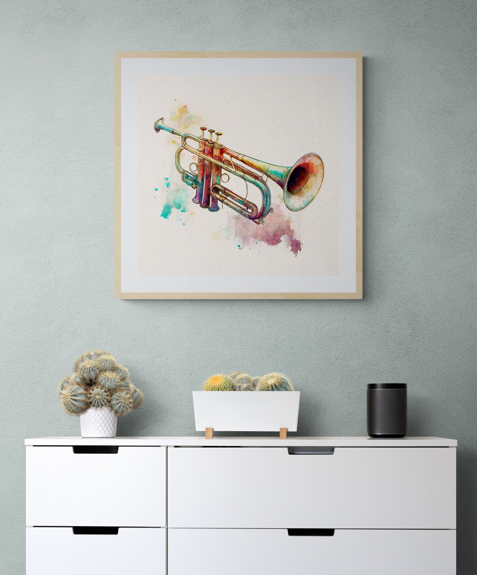 Trumpet Wall Art, Instrument Wall Art, Watercolor Wall Art, Trumpet ...
