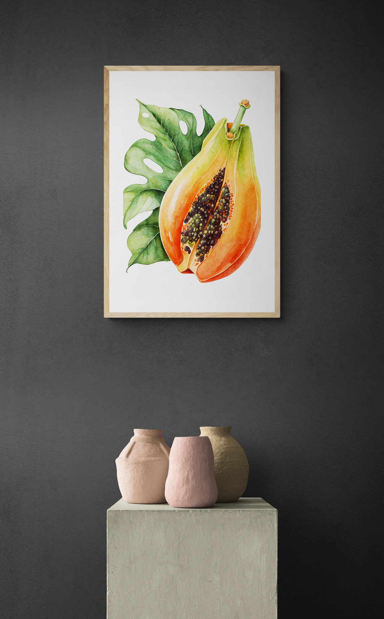 Papaya Fruit Wall Art, Fruit Printable Art, Papaya Print, Fruit Market ...