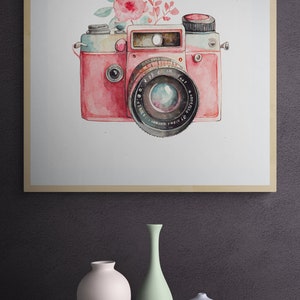 Camera Wall Art, Instrument Wall Art, Watercolor Wall Art, Camera ...