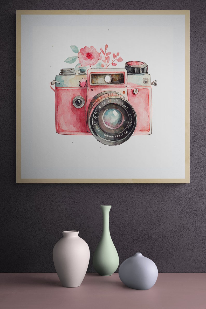 Camera Wall Art, Instrument Wall Art, Watercolor Wall Art, Camera ...