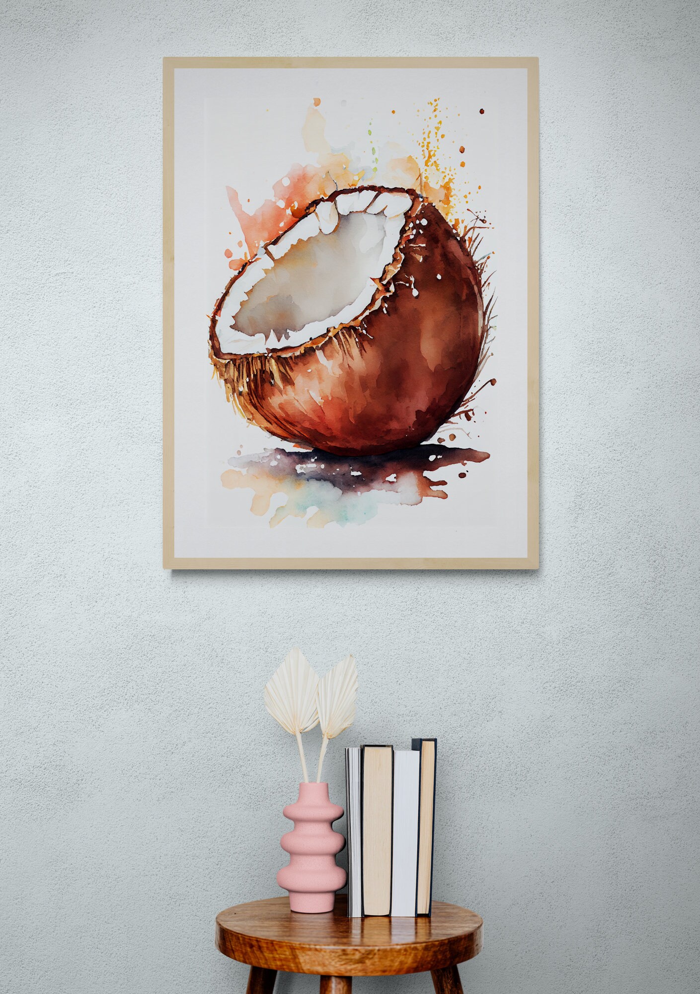 Coconut Fruit Wall Art, Fruit Printable Art, Coconut Print, Fruit ...
