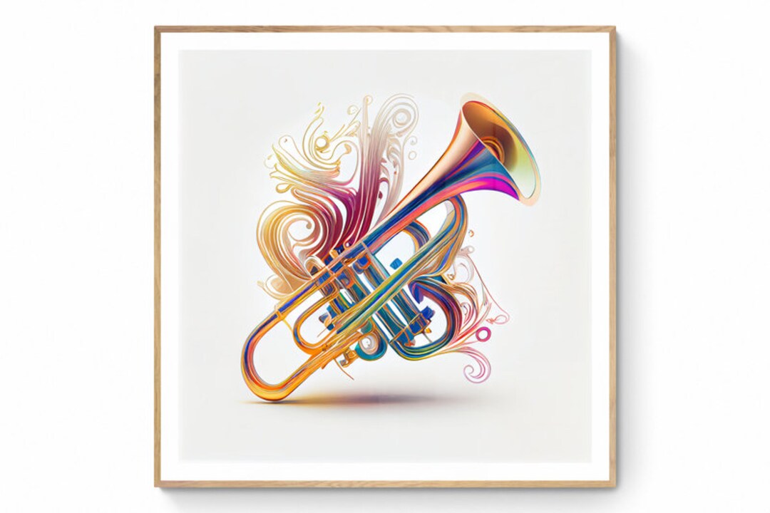 Trumpet Wall Art, Instrument Wall Art, Watercolor Wall Art, Trumpet ...