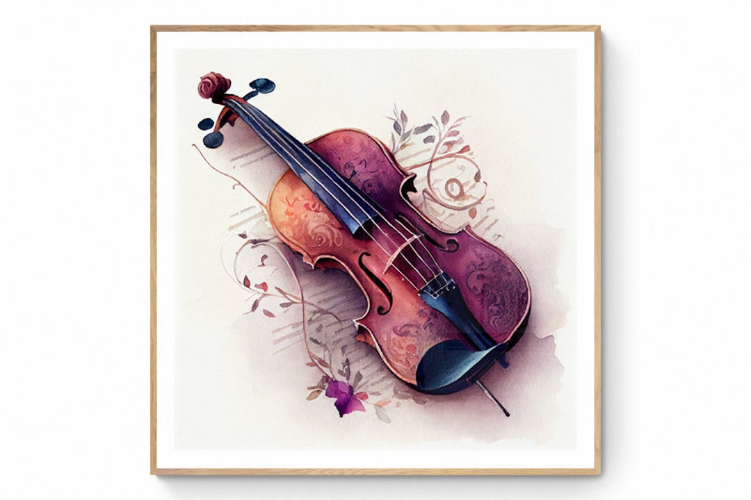 Violin Wall Art, Instrument Wall Art, Watercolor Wall Art, Violin ...