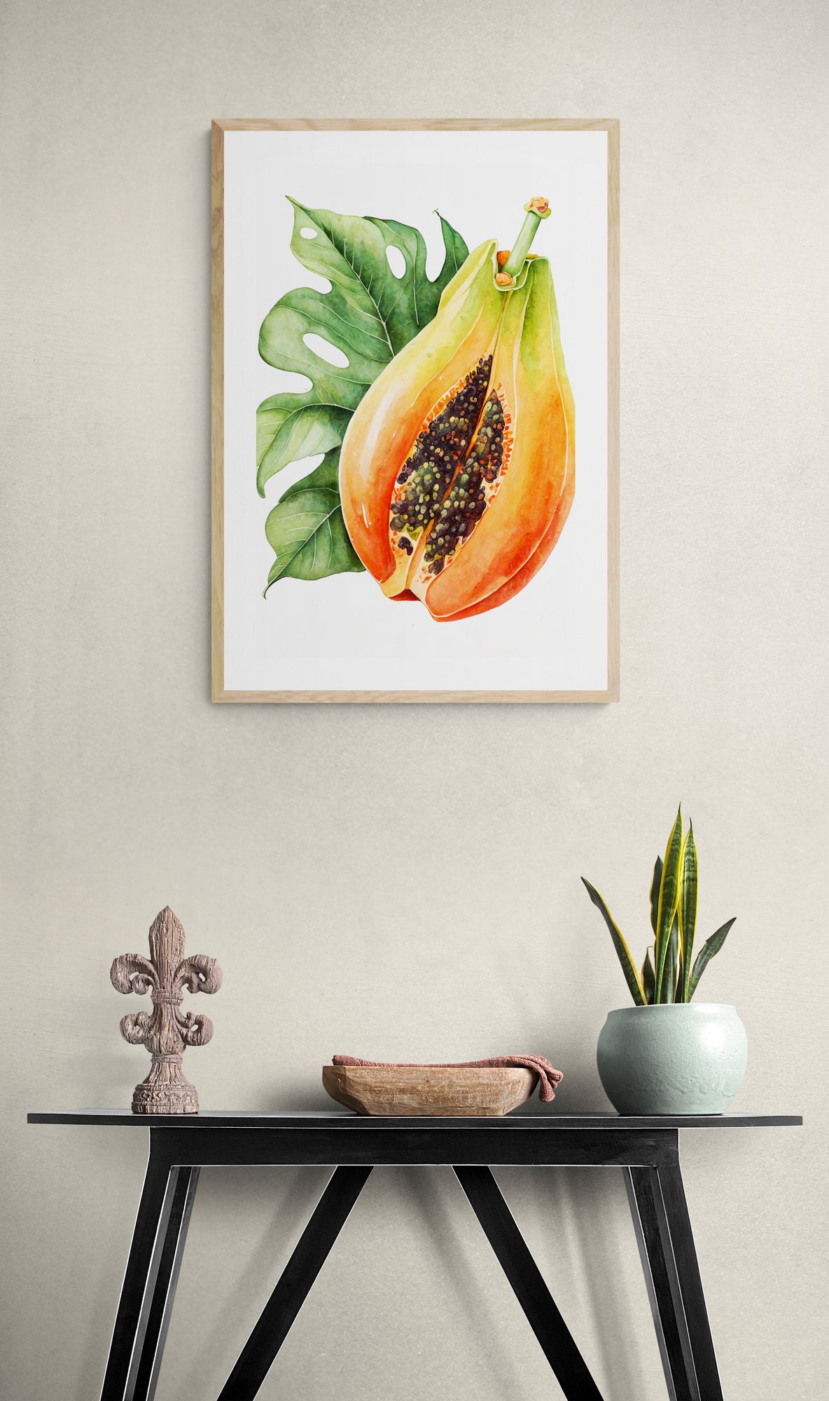 Papaya Fruit Wall Art, Fruit Printable Art, Papaya Print, Fruit Market ...
