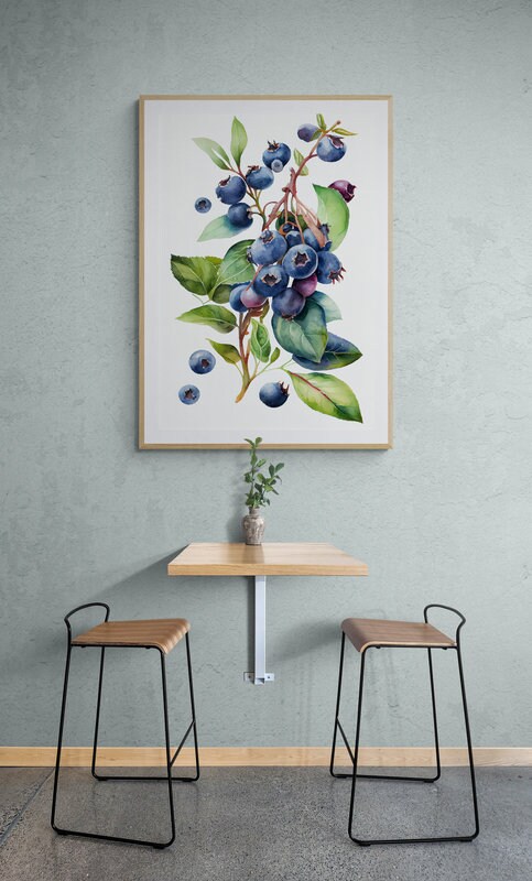 Blueberry Fruit Wall Art, Fruit Printable Art, Blueberry Print, Fruit ...