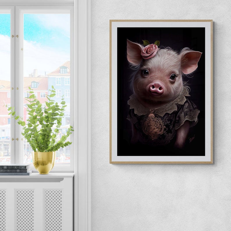 Pig Wall Art, Pig Wall Décor, Pig Poster, Pig Gift, Pig Lovers, Digital ...
