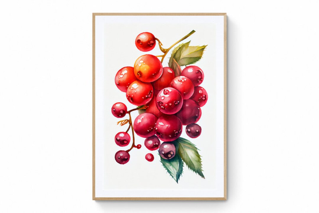 Cranberry Fruit Wall Art, Fruit Printable Art, Cranberry Print, Fruit ...