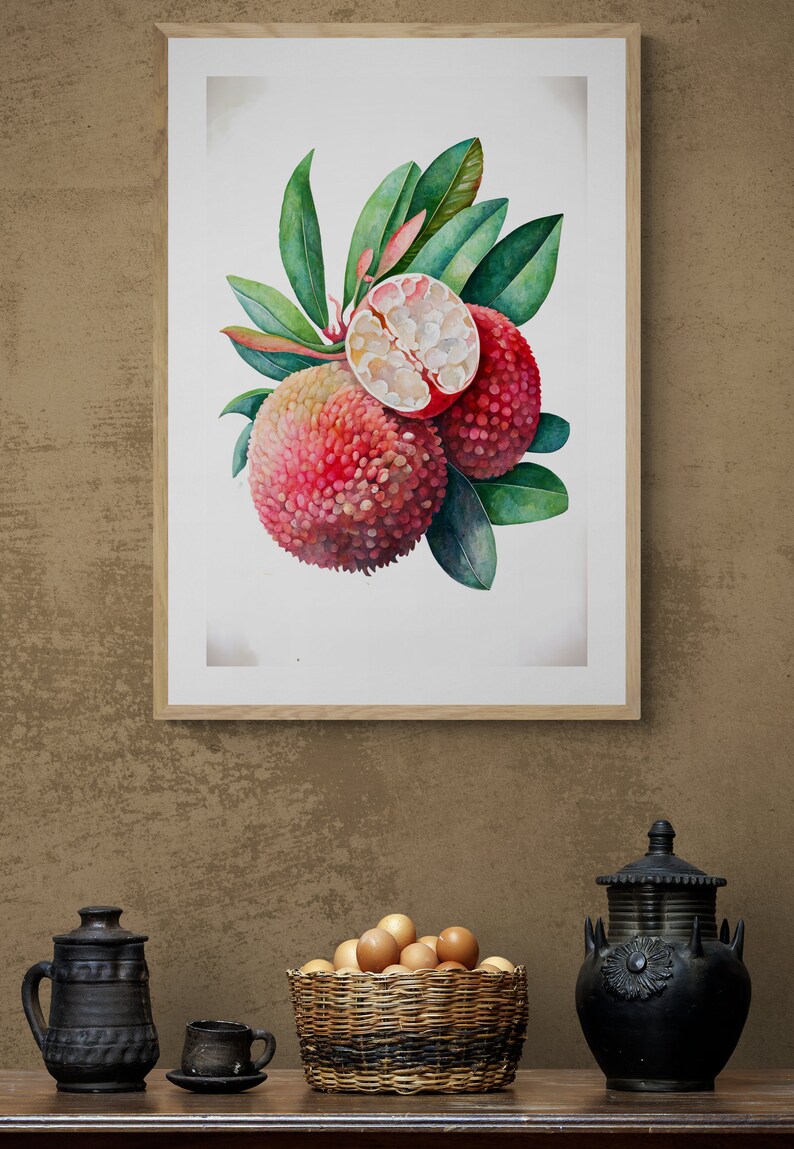 Lychee Fruit Wall Art, Fruit Printable Art, Lychee Print, Fruit Market ...