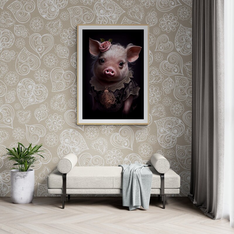 Pig Wall Art, Pig Wall Décor, Pig Poster, Pig Gift, Pig Lovers, Digital ...