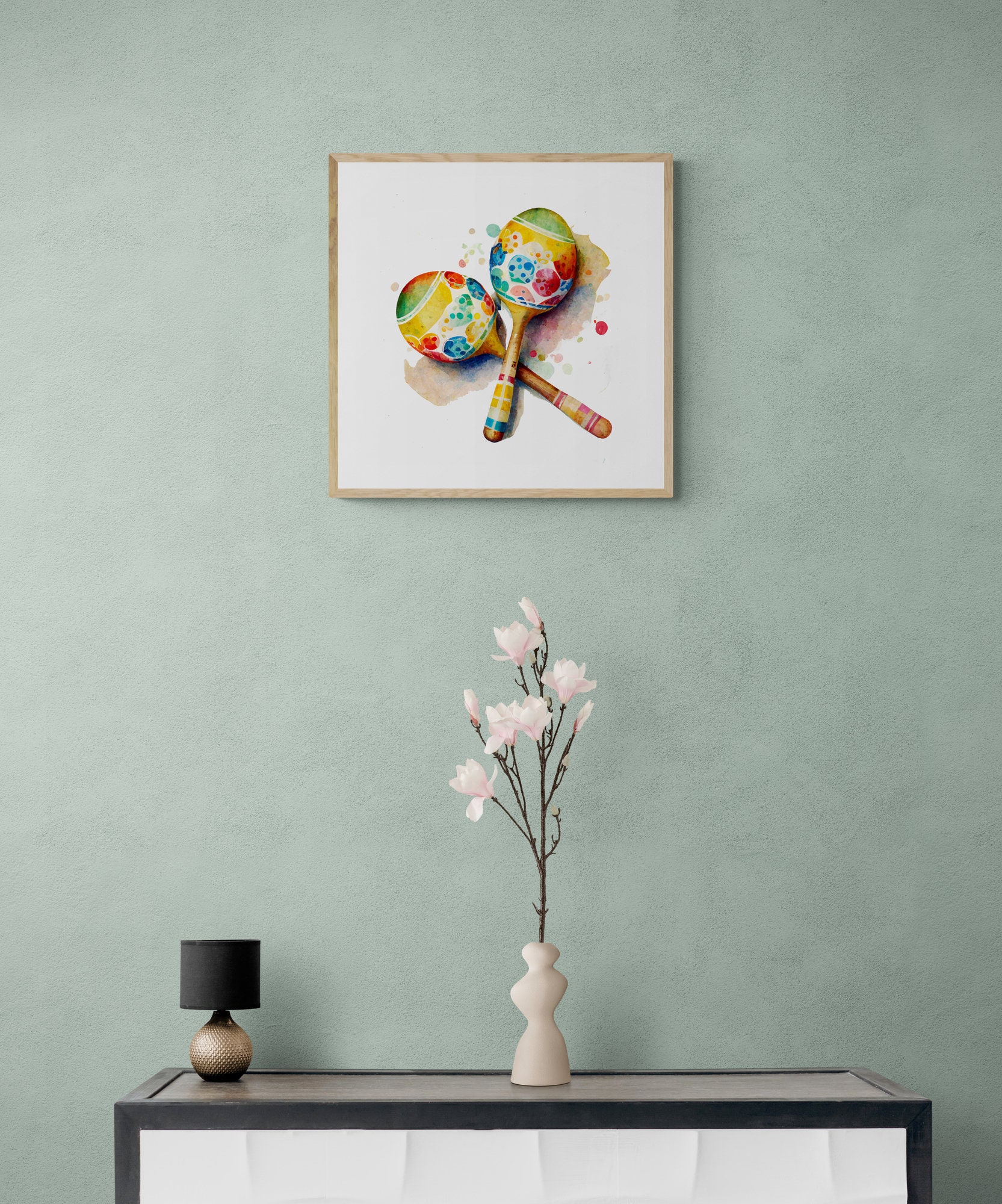 Maracas Wall Art, Instrument Wall Art, Watercolor Wall Art, Maracas ...