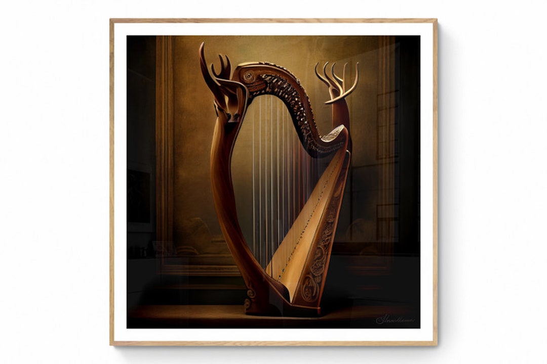 Harp Wall Art, Instrument Wall Art, Watercolor Wall Art, Harp Lovers ...