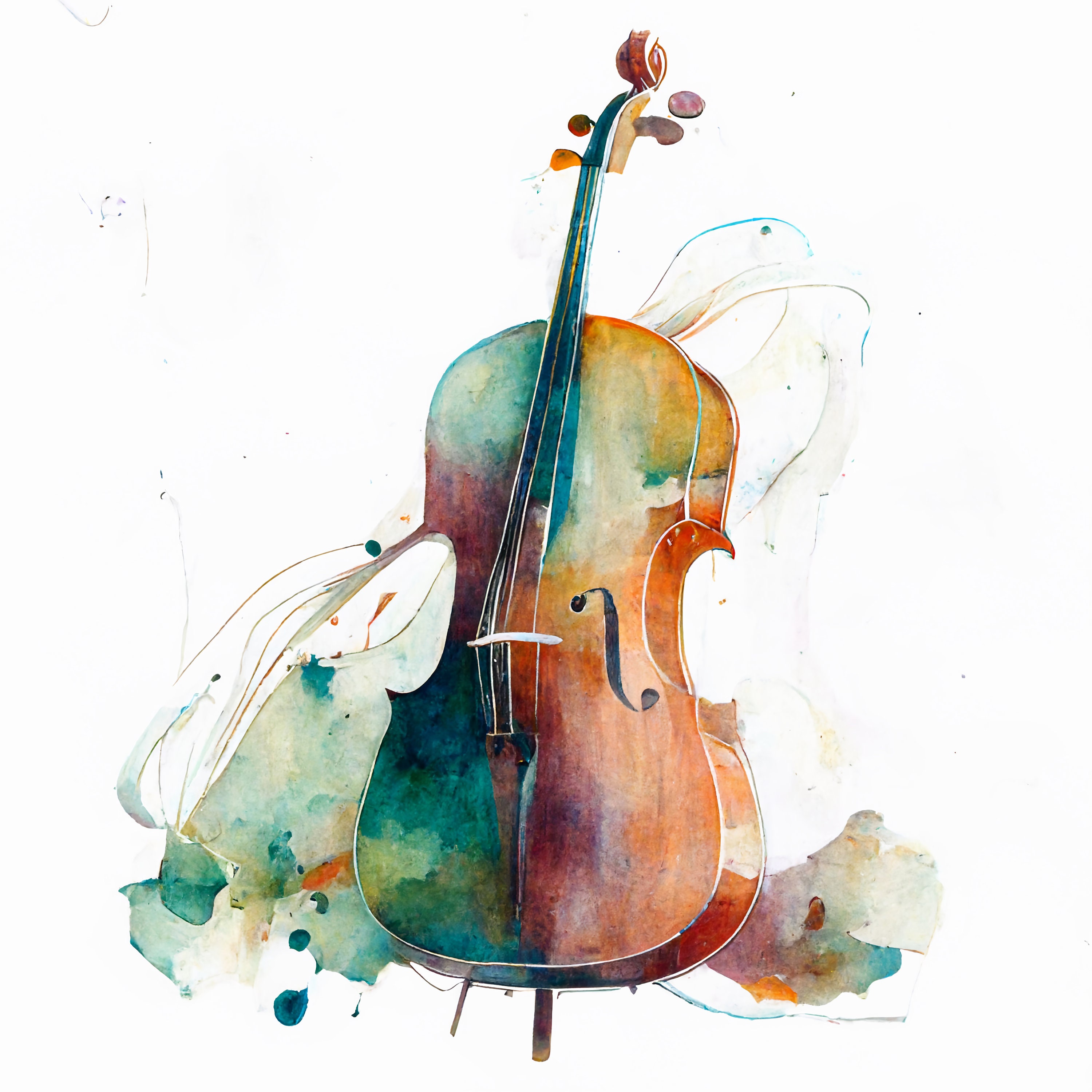 Cello Wall Art, Instrument Wall Art, Watercolor Wall Art, Cello Lovers ...