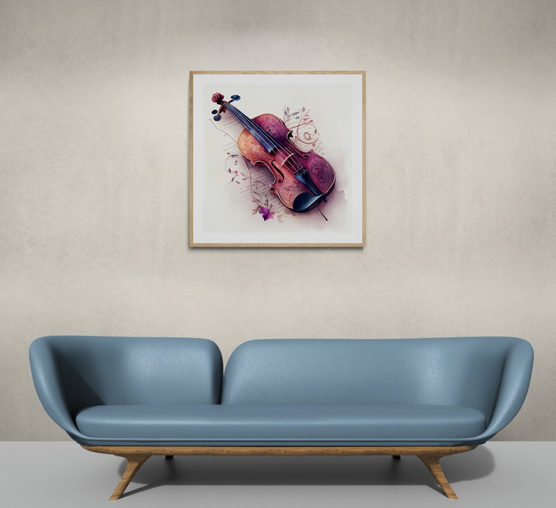 Violin Wall Art, Instrument Wall Art, Watercolor Wall Art, Violin ...