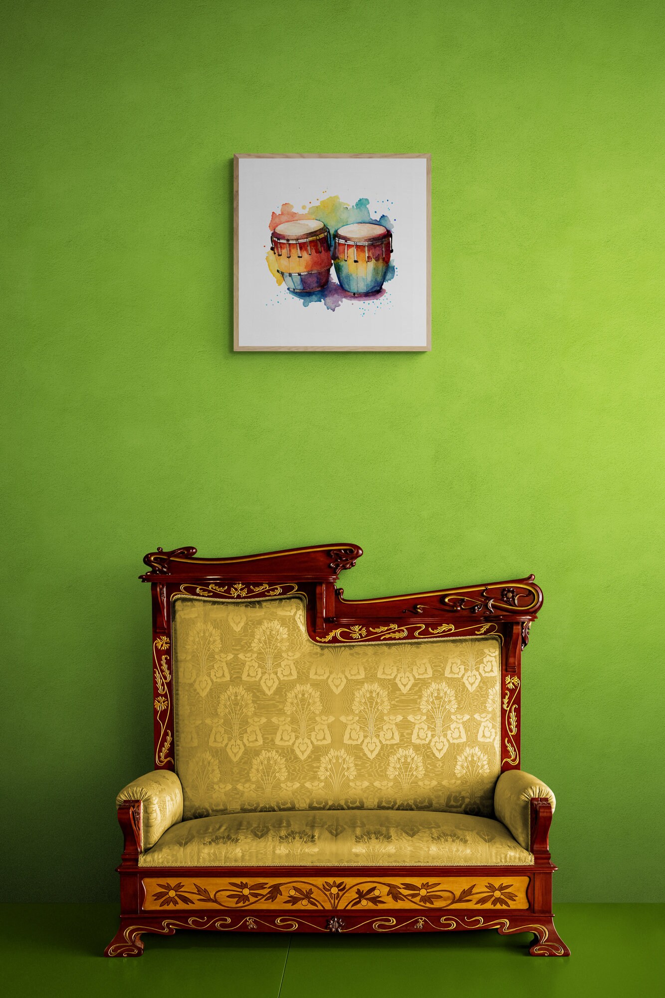 Bongo Drums Wall Art, Instrument Wall Art, Watercolor Wall Art ...