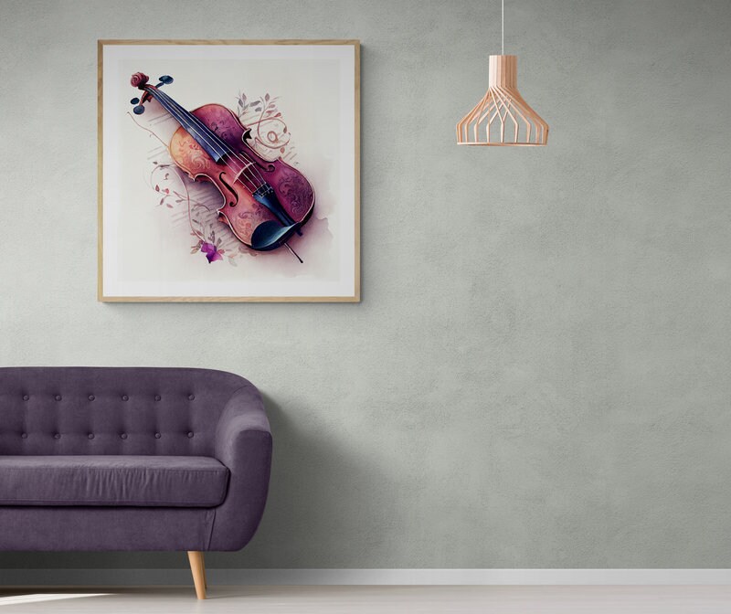 Violin Wall Art, Instrument Wall Art, Watercolor Wall Art, Violin ...