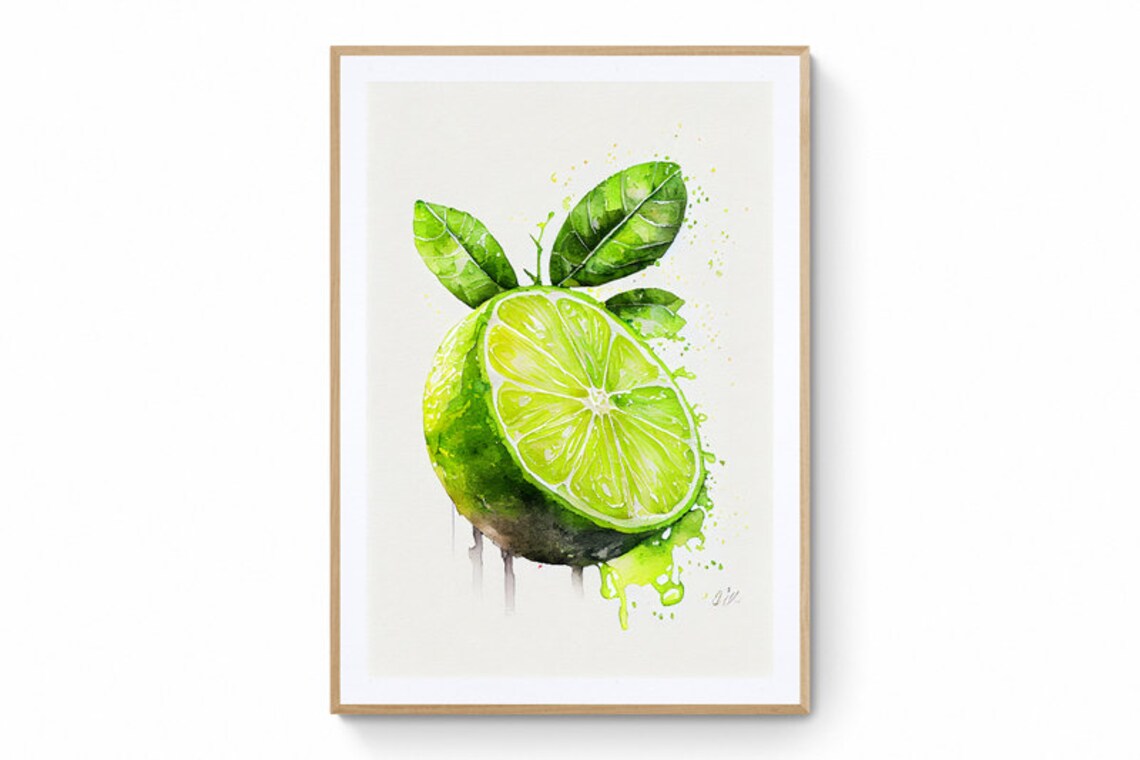 Lime Fruit Wall Art, Fruit Printable Art, Lime Print, Fruit Market ...