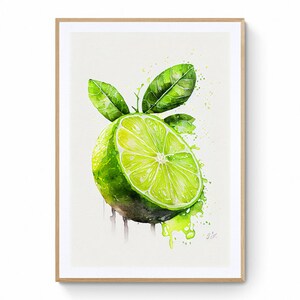Lime Fruit Wall Art, Fruit Printable Art, Lime Print, Fruit Market ...