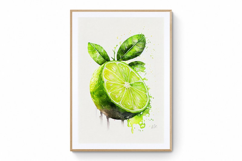 Lime Fruit Wall Art, Fruit Printable Art, Lime Print, Fruit Market ...